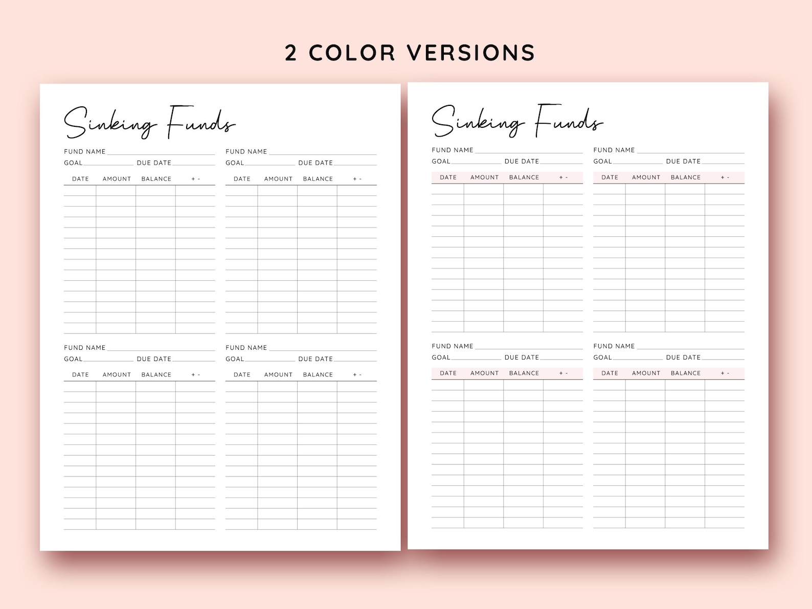 Sinking Funds Tracker Printable Sinking Funds Tracker Sheet, Sink Funds ...
