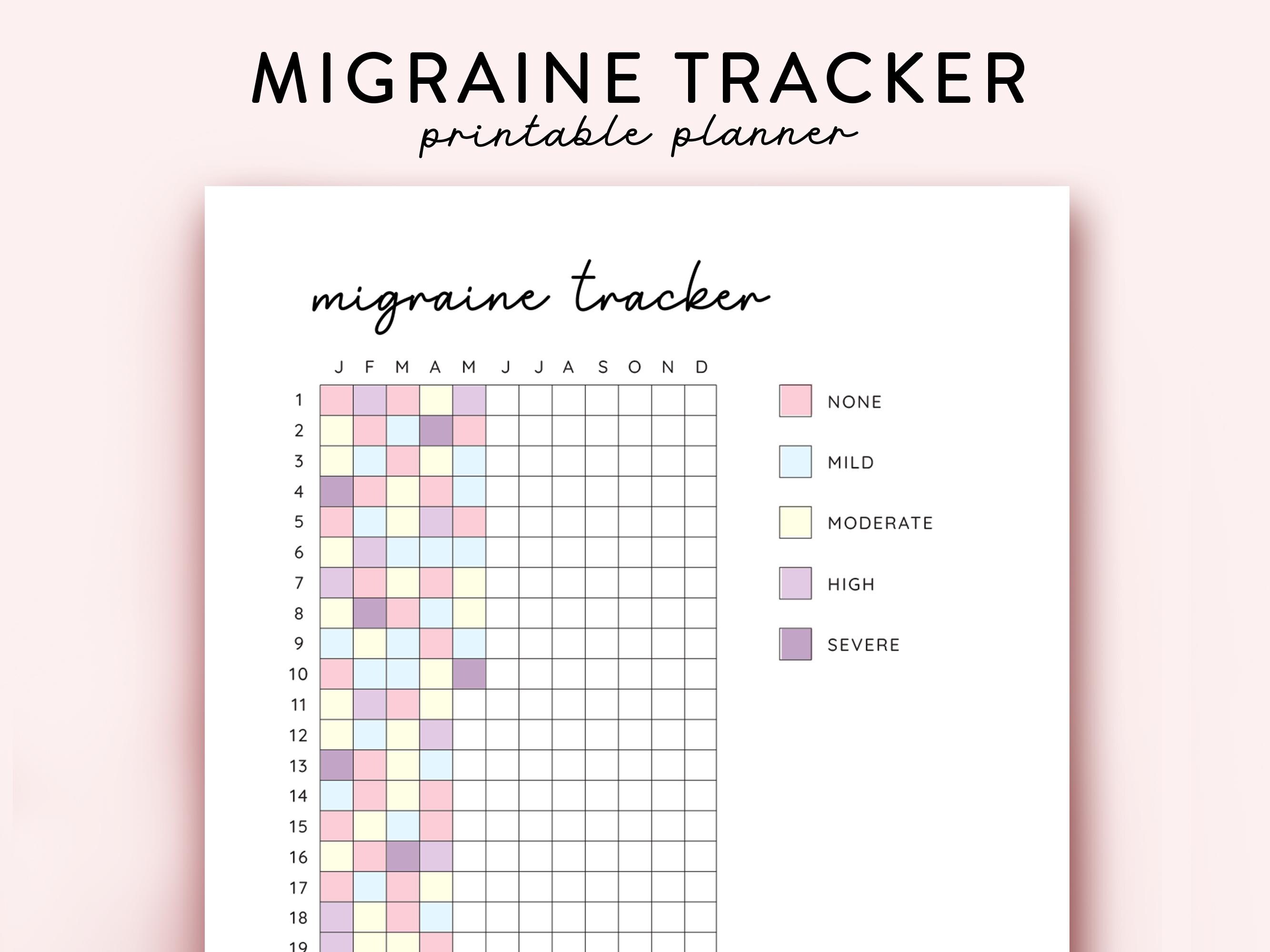 Migraine Tracker Printable, Headache Template, Migraine Track Headache ...