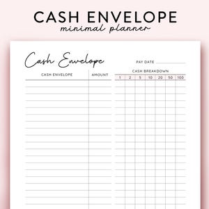 Cash Envelope Breakdown, Cash Breakdown Sheet, Budget Breakdown ...