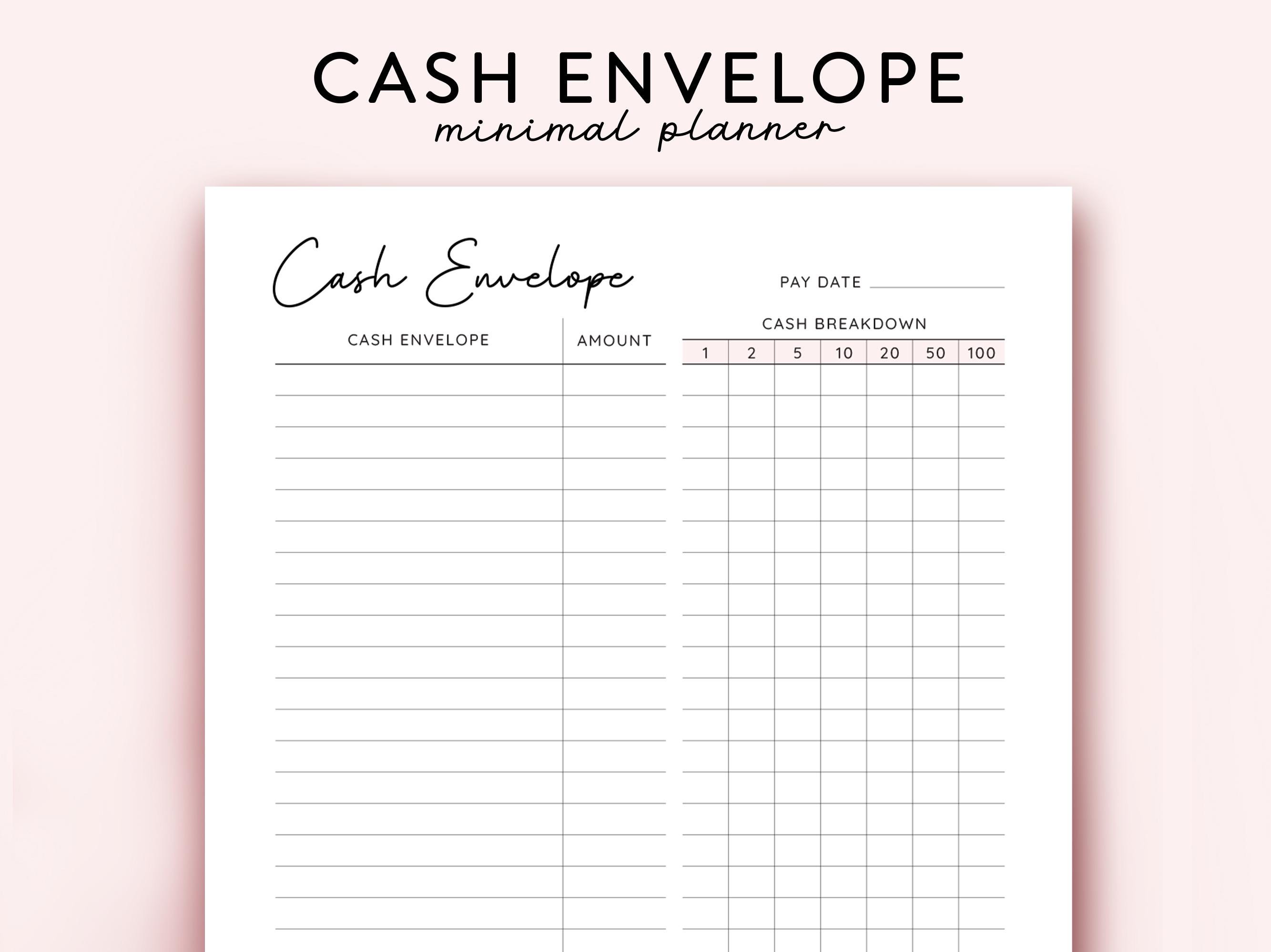 Cash Envelope Breakdown, Cash Breakdown Sheet, Budget Breakdown ...