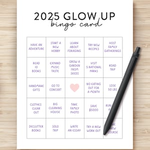 2025 Glow up Bingo Card Printable, 2025 Bingo Card, New Year's ...