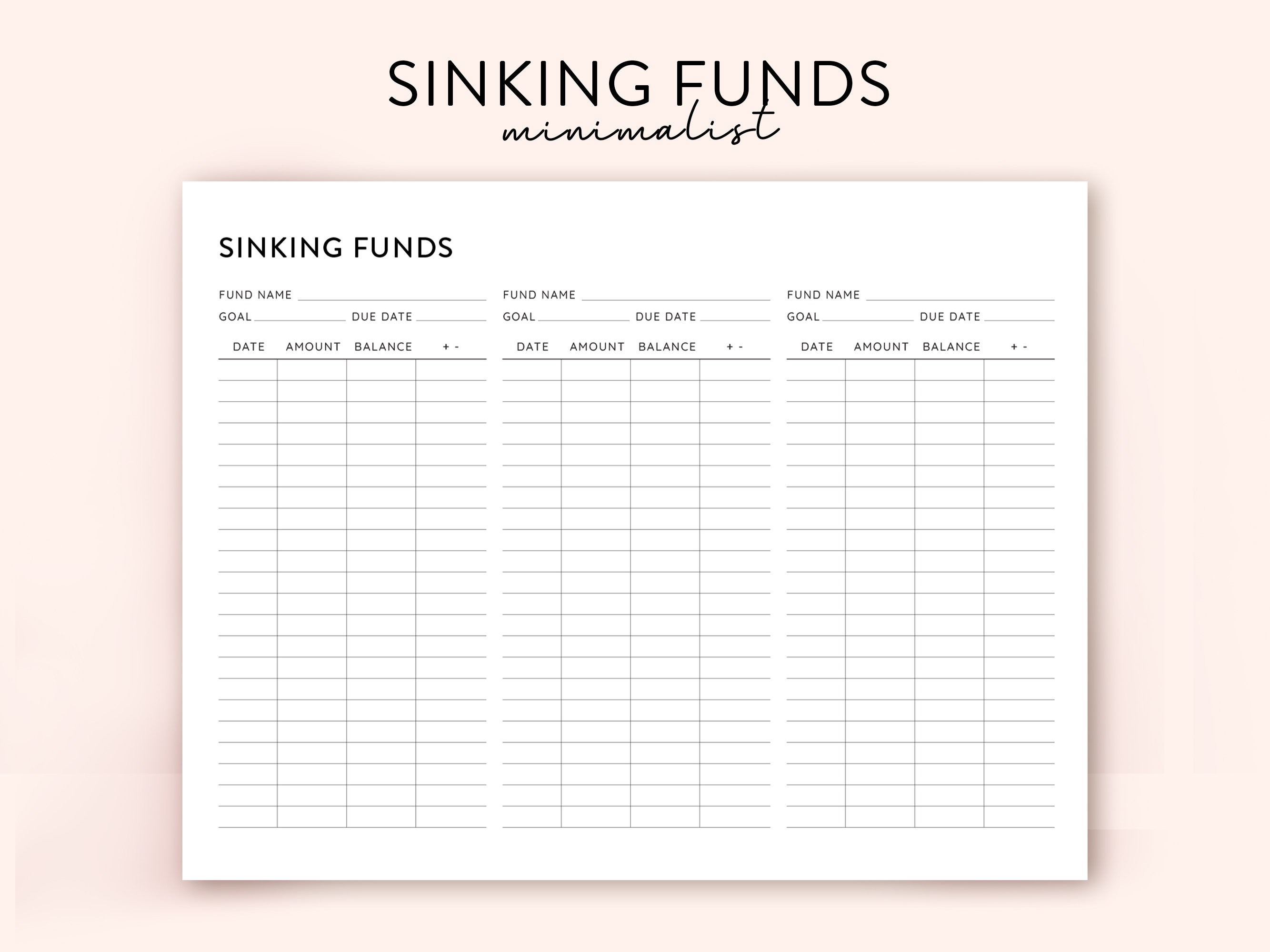 Sinking Funds Tracker Printable Landscape Sinking Funds Tracker Sheet ...