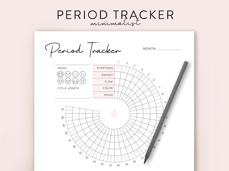 Minimal Period Tracker Digital Women Period Planner, Menstrual Cycle ...