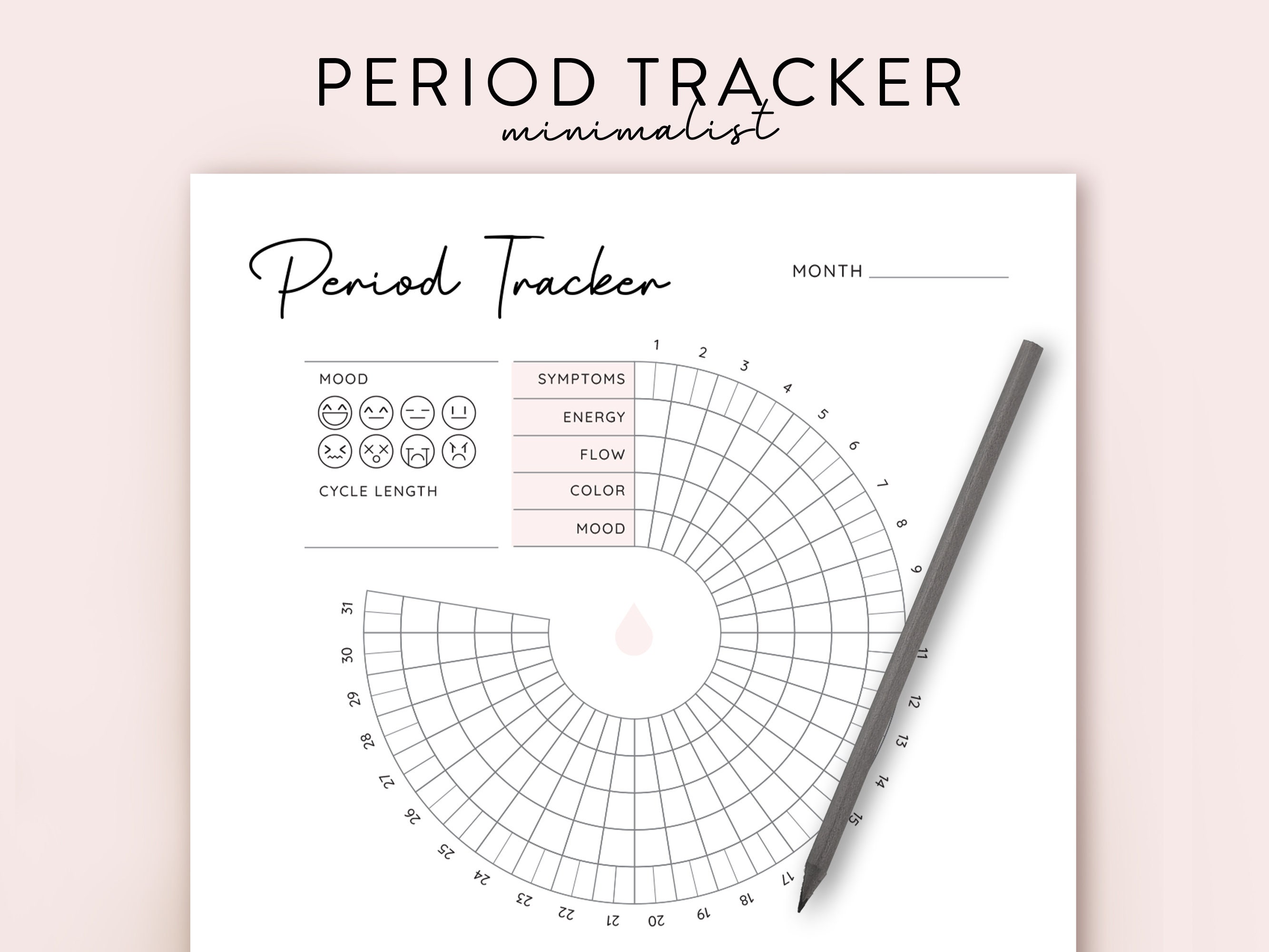 Minimal Period Tracker Digital Women Period Planner, Menstrual Cycle ...