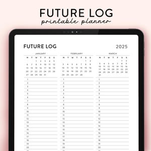 2025 Future Log Printable, Monthly Overview, Yearly Planner, Year at a ...
