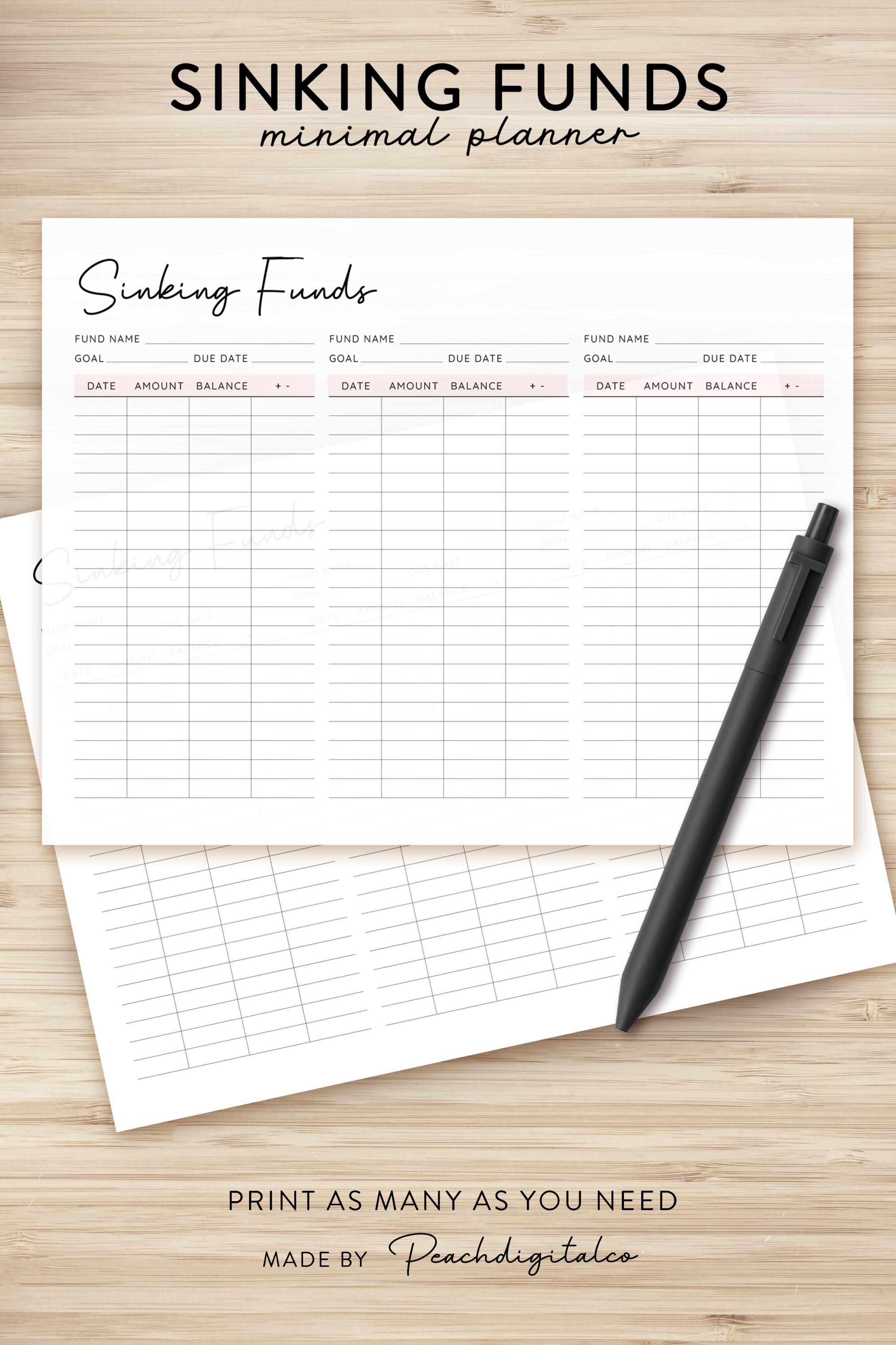 Sinking Funds Tracker Printable Landscape Sinking Funds Tracker Sheet ...