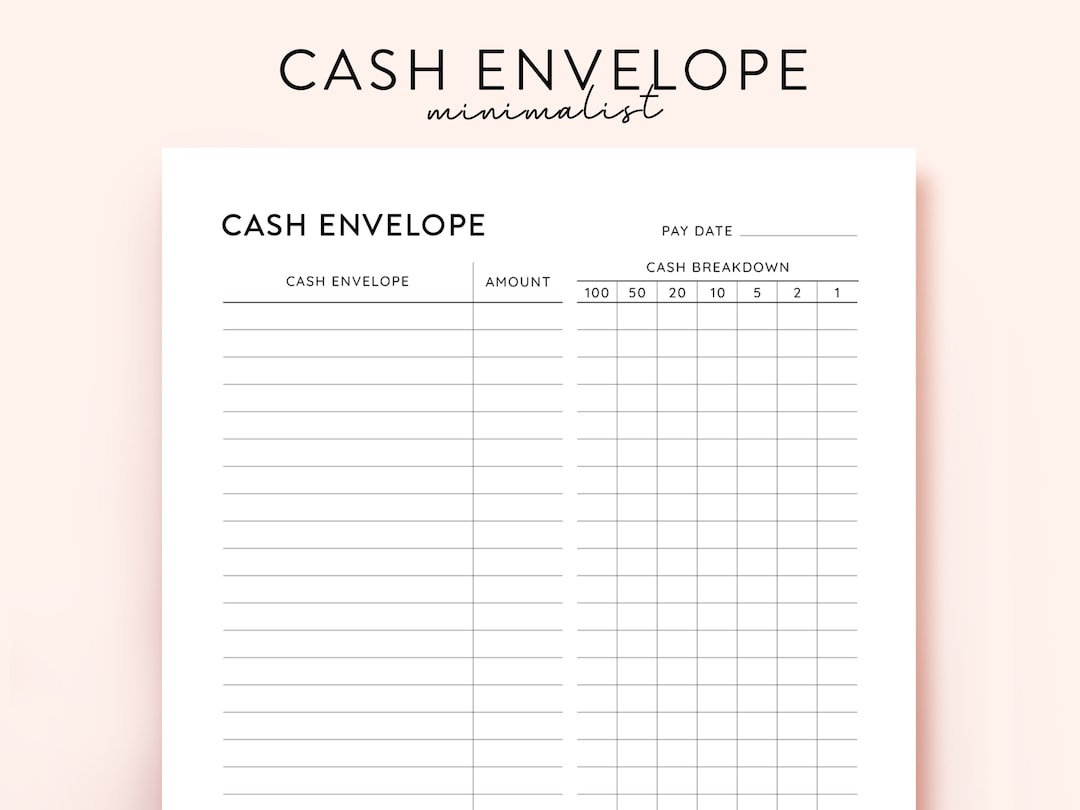 Cash Envelope Breakdown 100-1, Cash Breakdown Sheet, Budget Breakdown ...