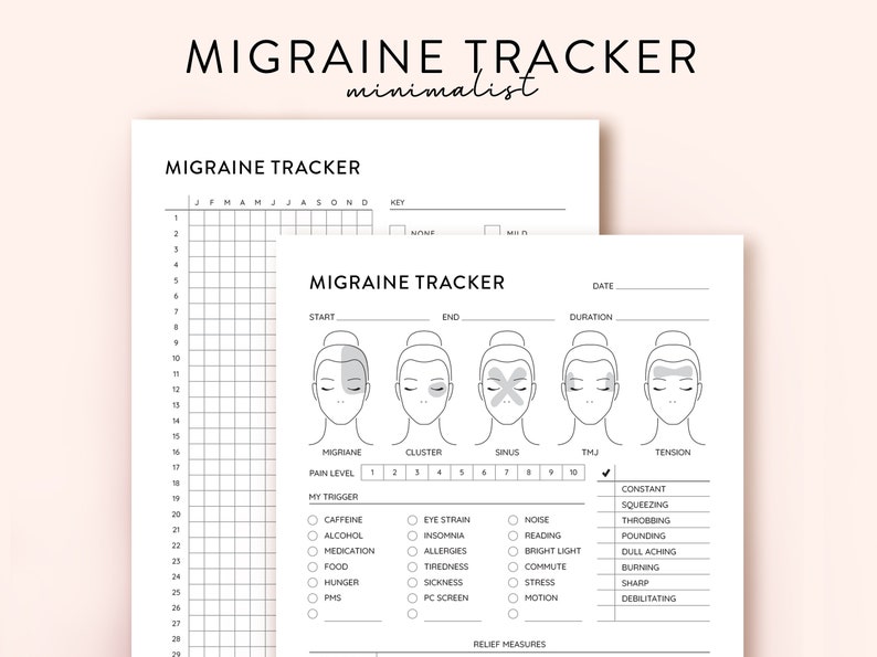 Migraine Tracker Printable, Headache Tracker Template, Migraine Track ...