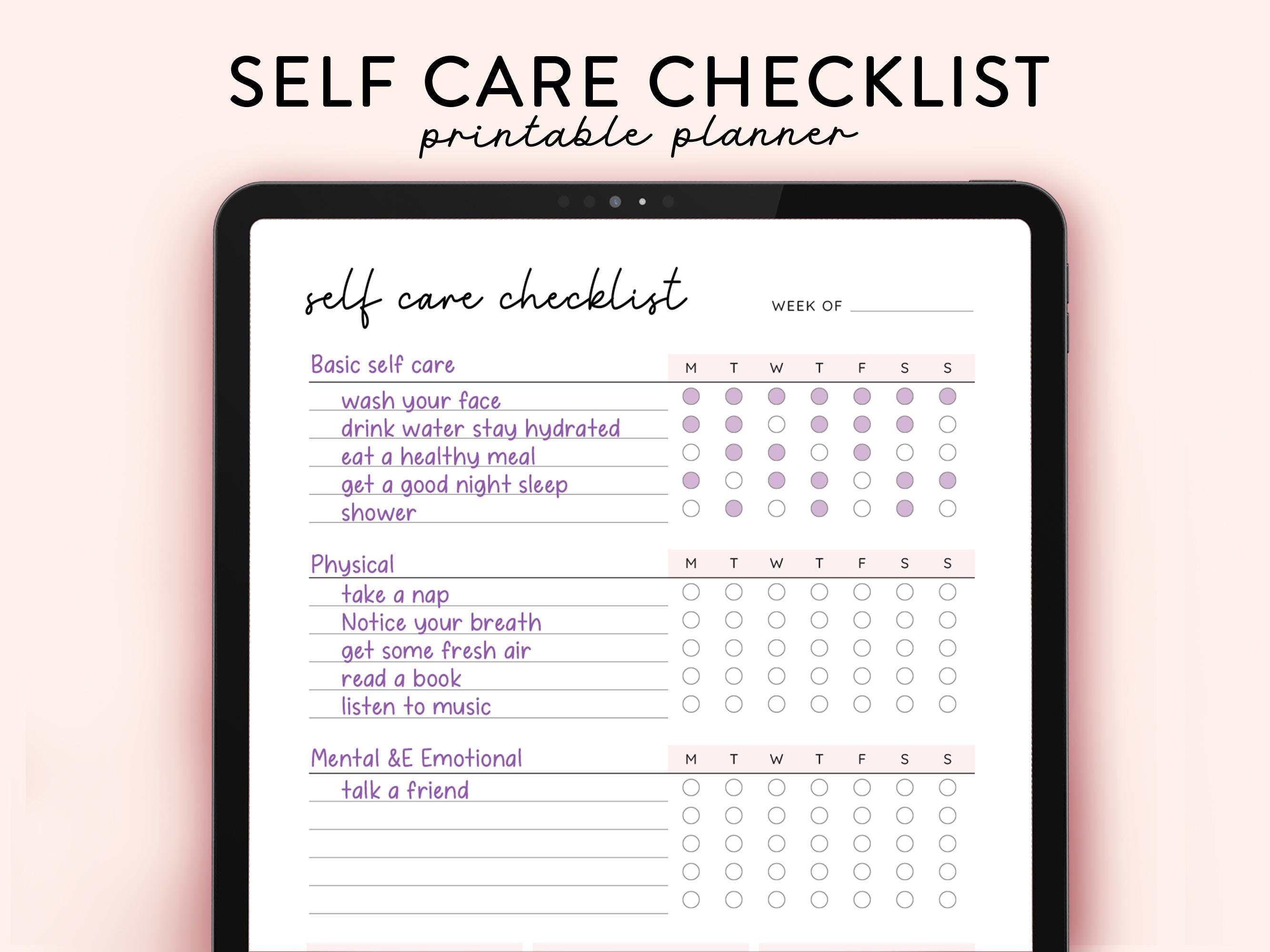 Self Care Checklist Printable Selfcare Checklist Printable Selfcare ...