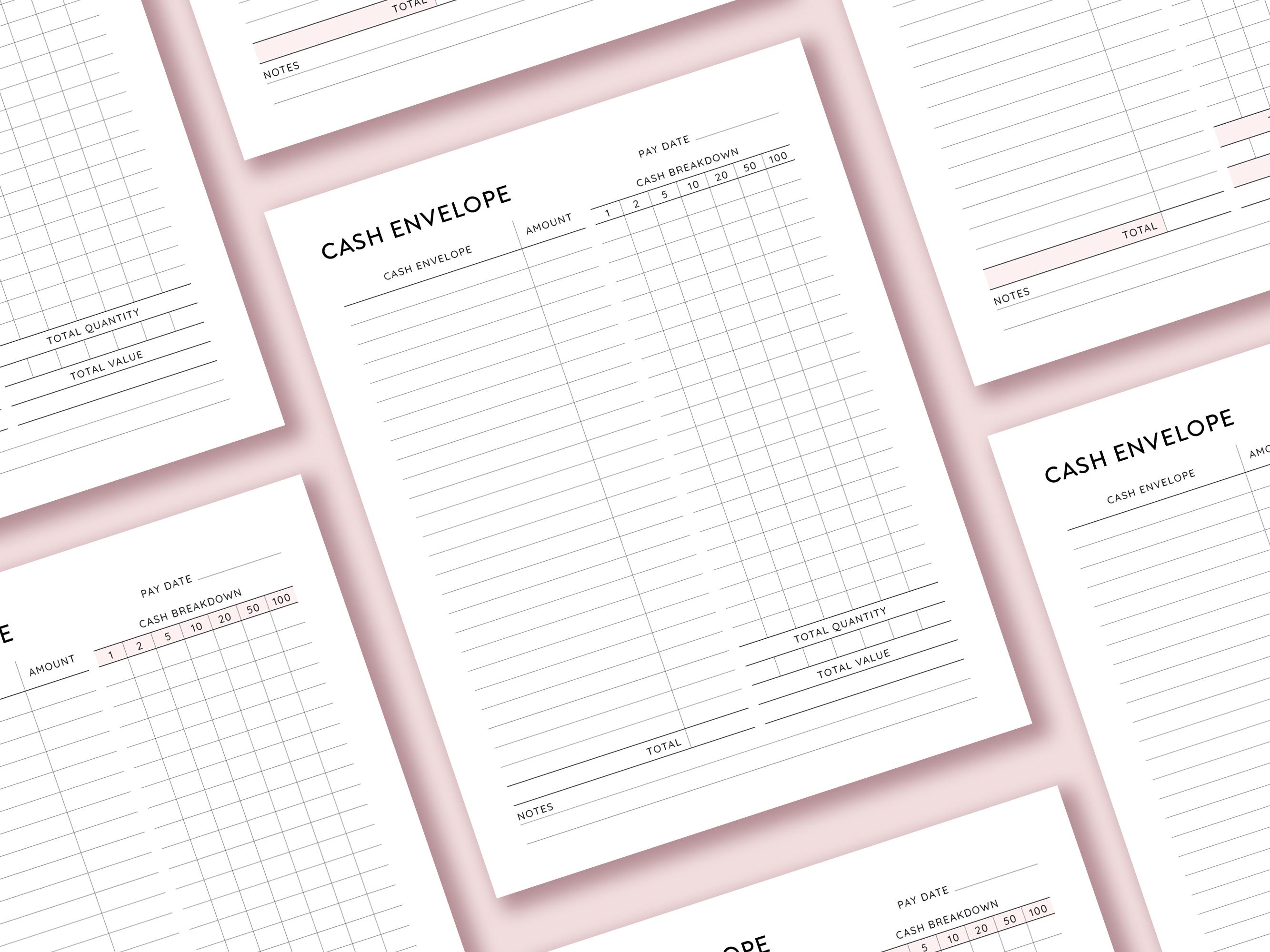 Cash Envelope Breakdown, Cash Breakdown Sheet, Budget Breakdown ...