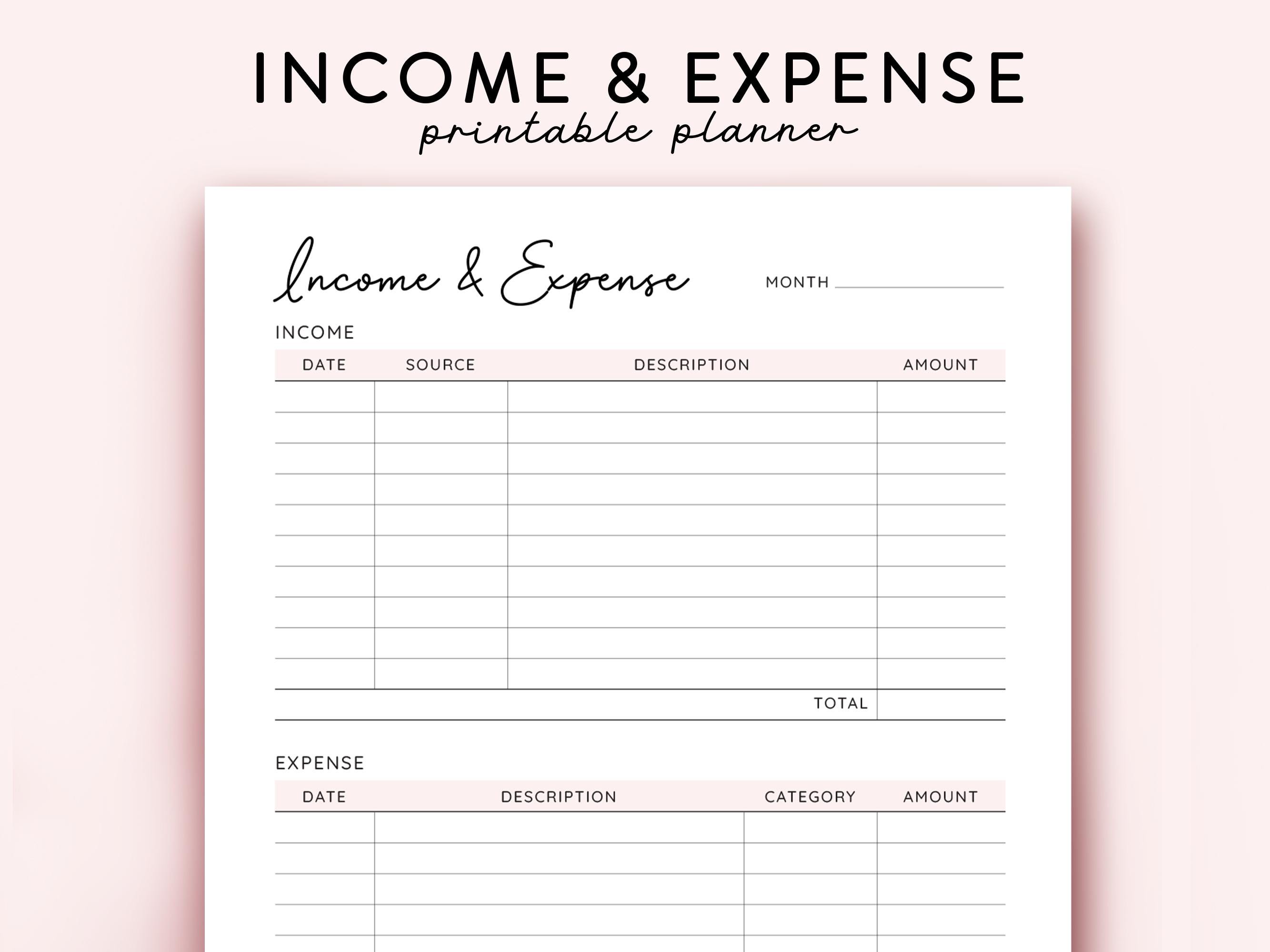 Income & Expense Tracker Printable, Income Tracker Printable, Monthly ...