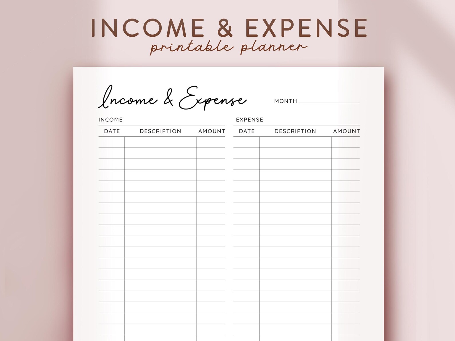 Income & Expense Tracker Printable, Income Tracker Printable, Monthly ...
