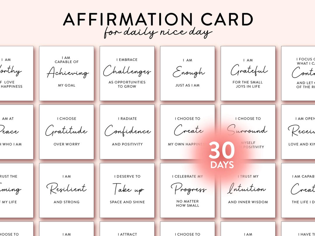 30 Days Affirmation Cards Printable, Vision Board Printables ...