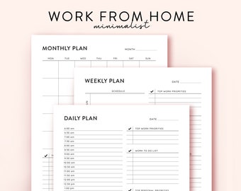 Monthly Weekly Printable Work From Home Planner Personal Daily Planner ...