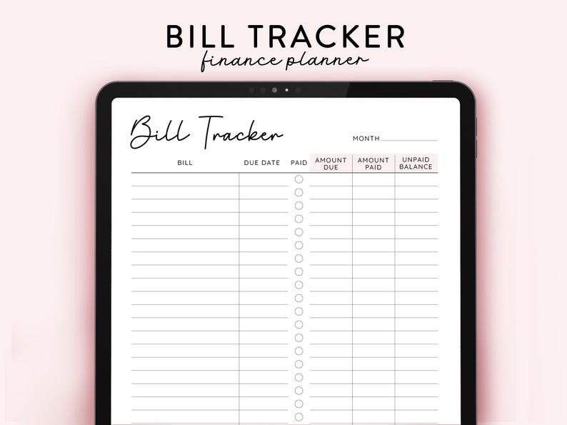 Monthly Bill Payment Tracker Printable, Financial Planner Printable ...