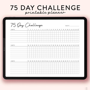 75 Day Challenge Printable Landscape, Daily 75 Day Challenge Journal ...