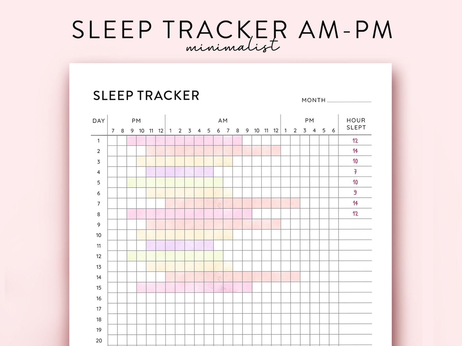 Sleep Tracker Printable, Monthly Sleep Tracker Planner Printable PDF ...