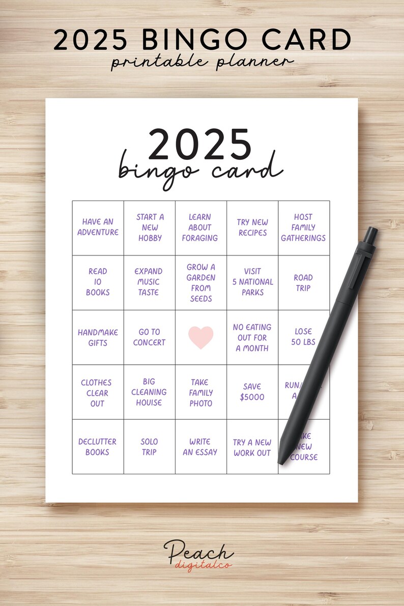 2025 Bingo Card, 2025 Glow up Bingo Card Printable, New Year's ...