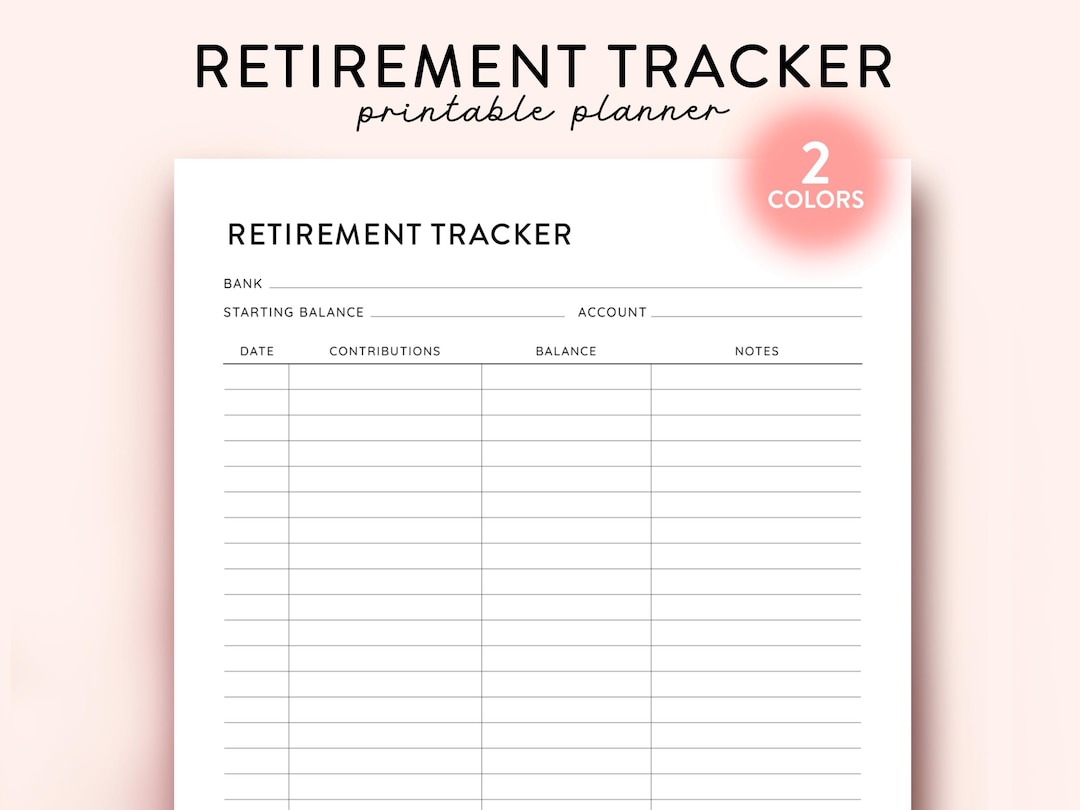 Retirement Funds Tracker Printable, Financial Planner, Savings Planner ...