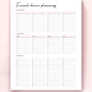 1-2-3 Funnel Down Planning System Printable, ADHD Planner, Executive ...