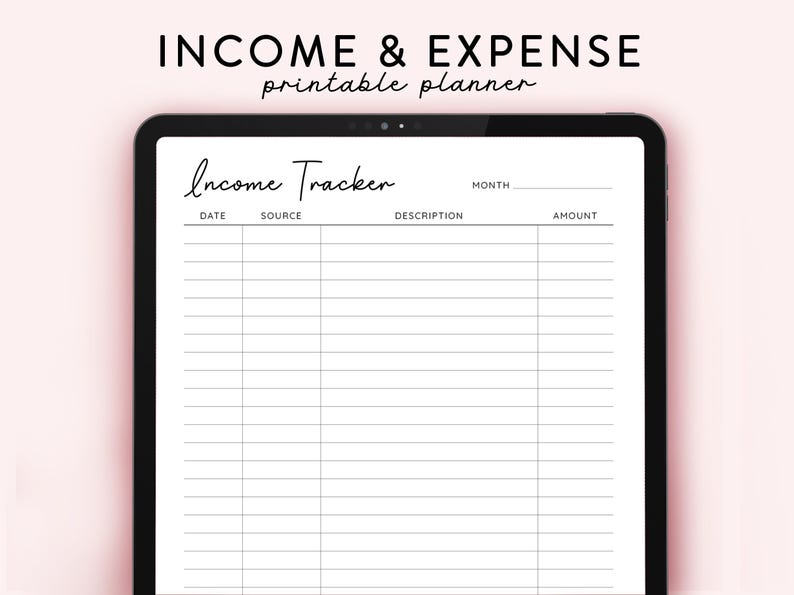 Income & Expense Tracker Printable, Income Tracker Printable, Monthly ...