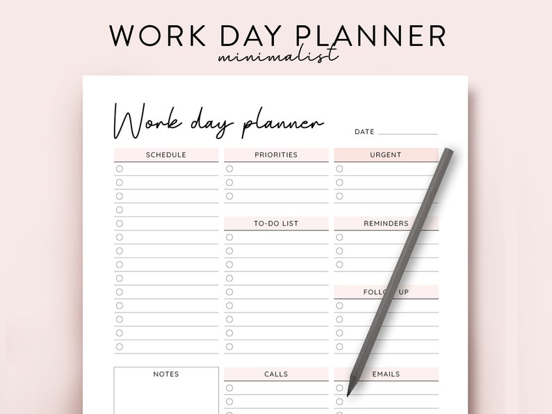 Editable Work Planner Template, Work Day Organizer Printable Daily ...