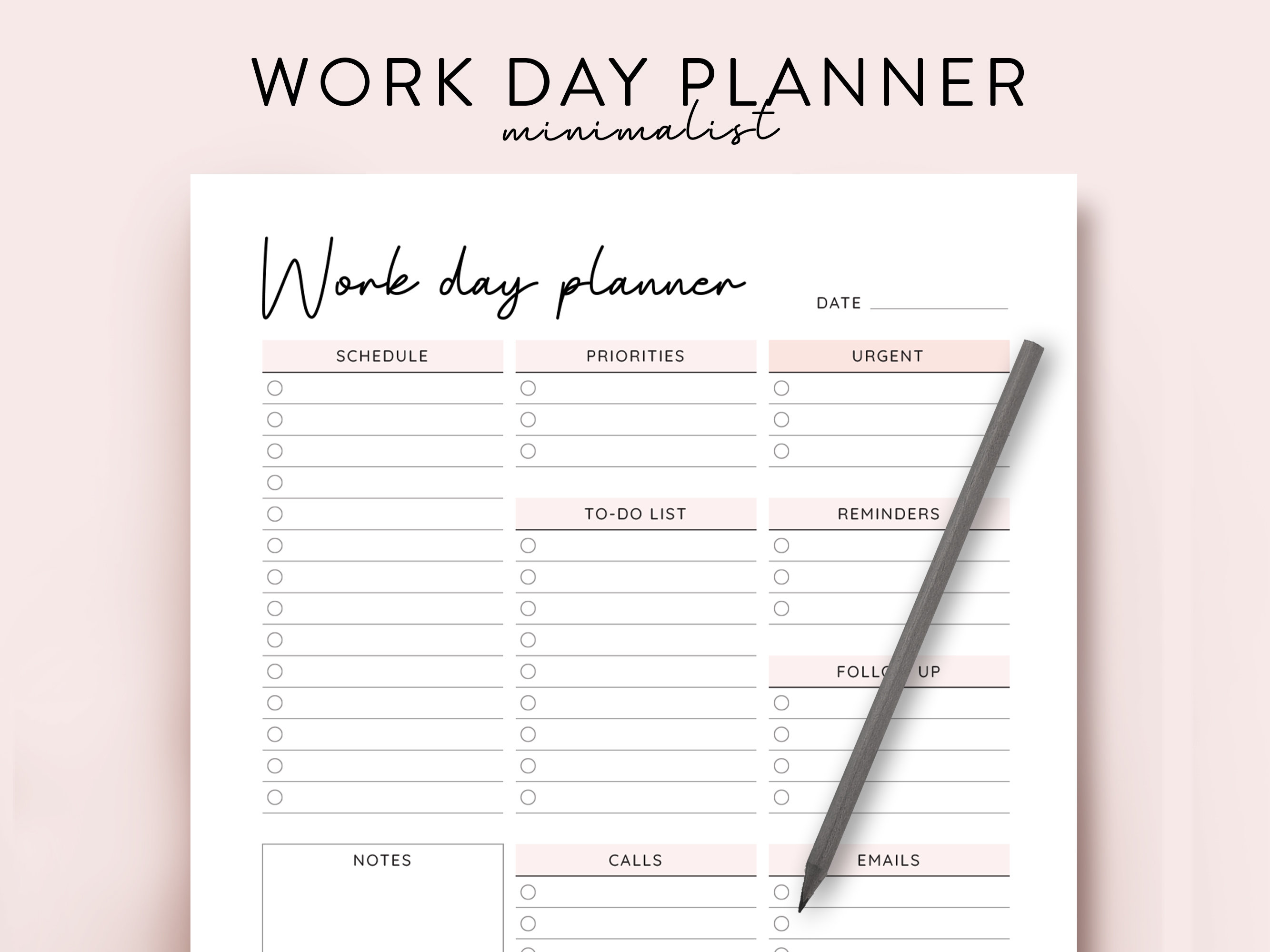 Editable Work Planner Template, Work Day Organizer Printable Daily ...