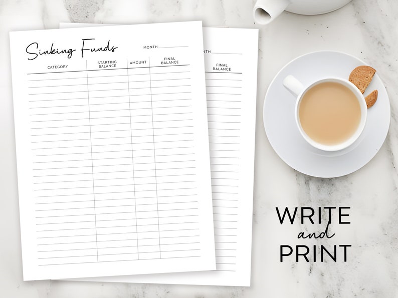 Sinking Funds Tracker Printable Sinking Funds Tracker Sheet, Sink Funds ...