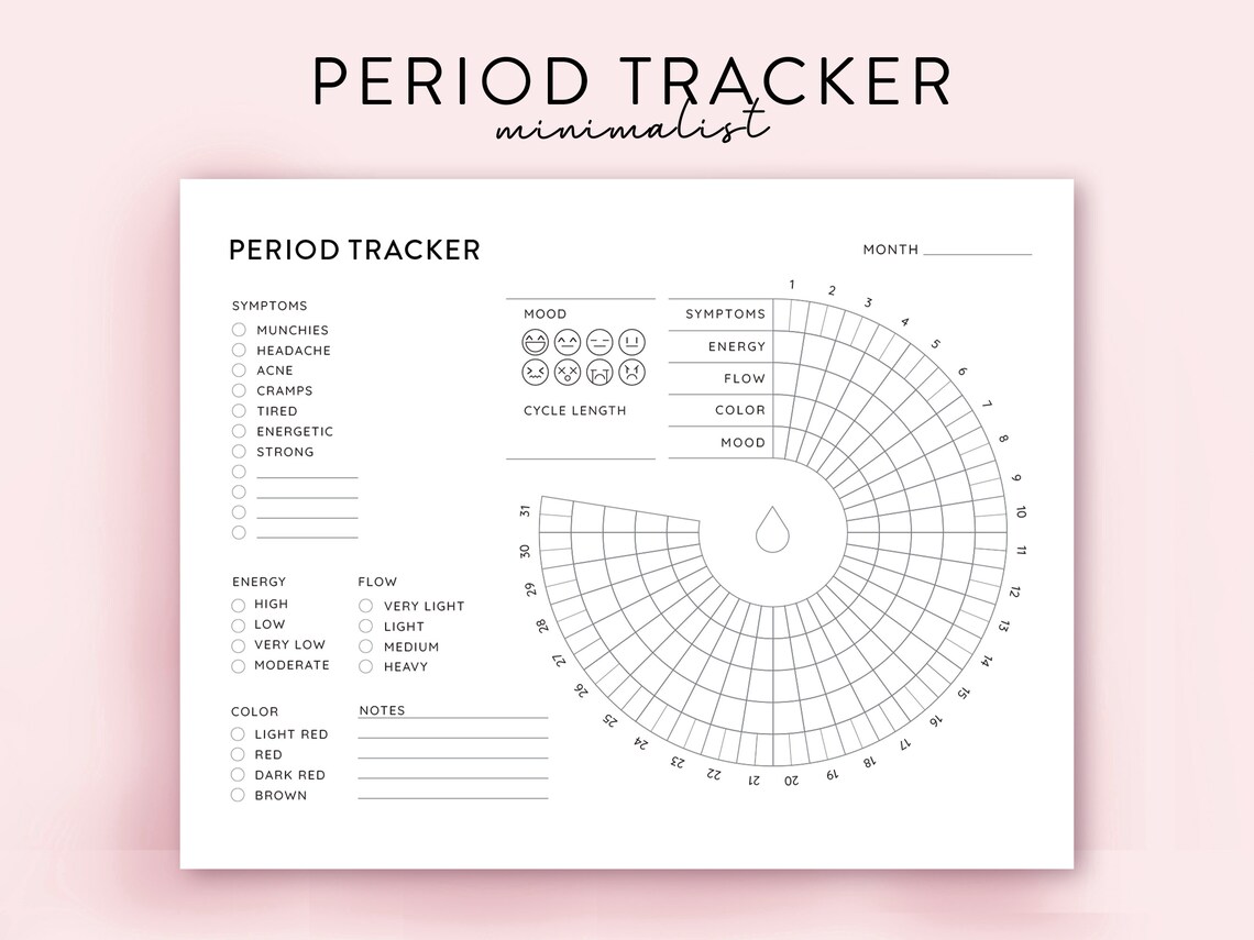 Minimal Period Tracker Digital Women Period Planner Landscape ...