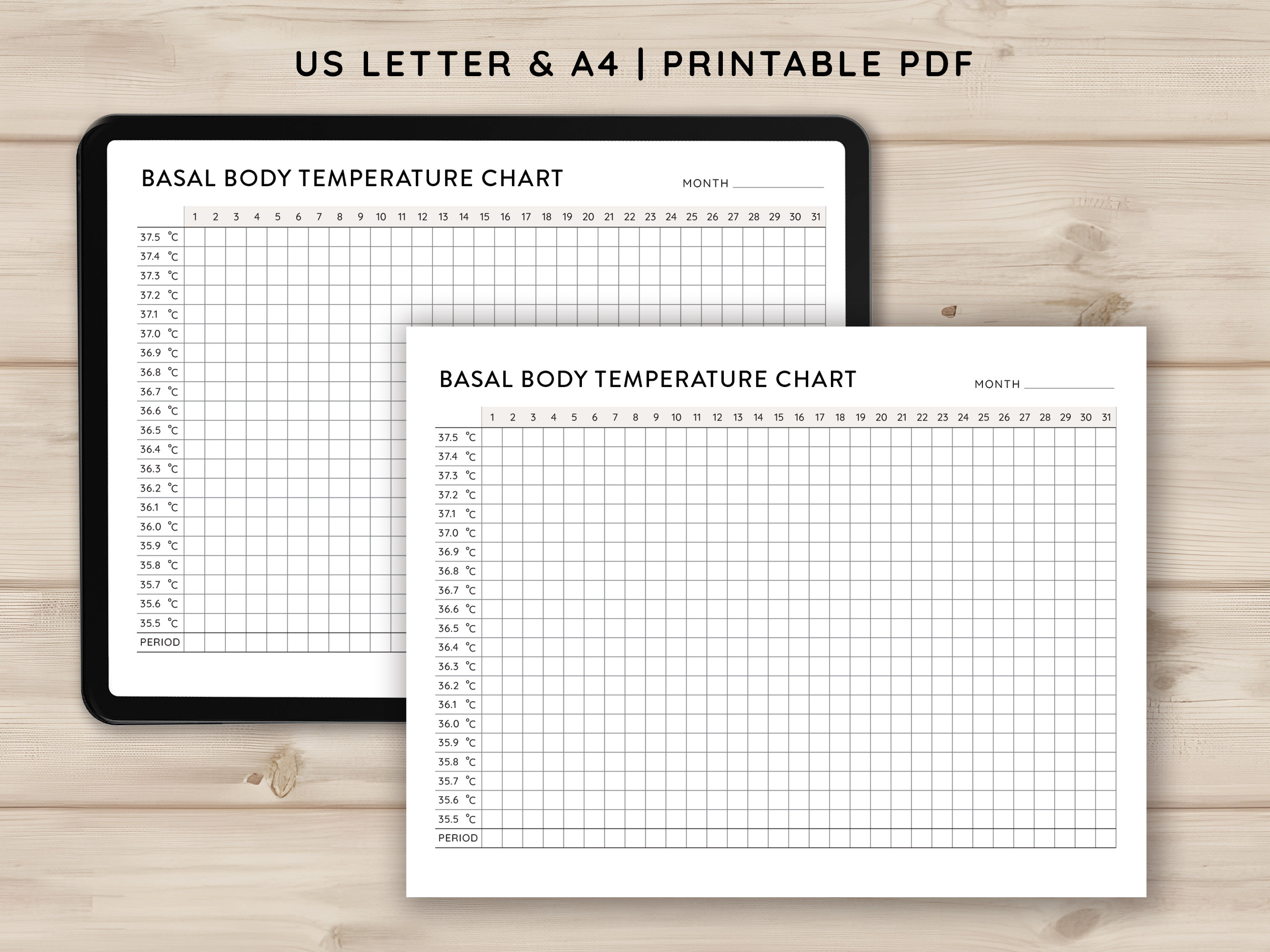 Basal Body Temperature Tracker Printable BBT Tracker, Basal Body ...