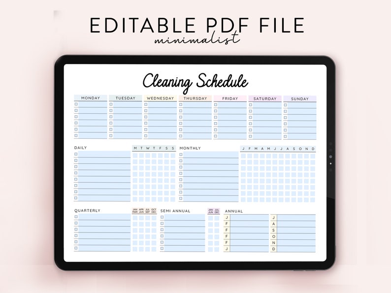 Editable Cleaning Schedule Template Weekly Weekly Cleaning Goodnotes ...