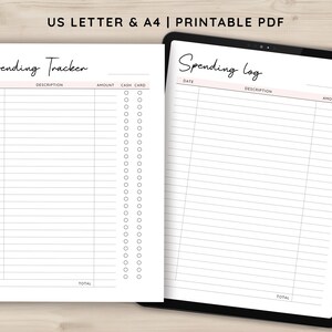 Digital Spending Tracker Printable Spending Log Monthly Expense Log ...