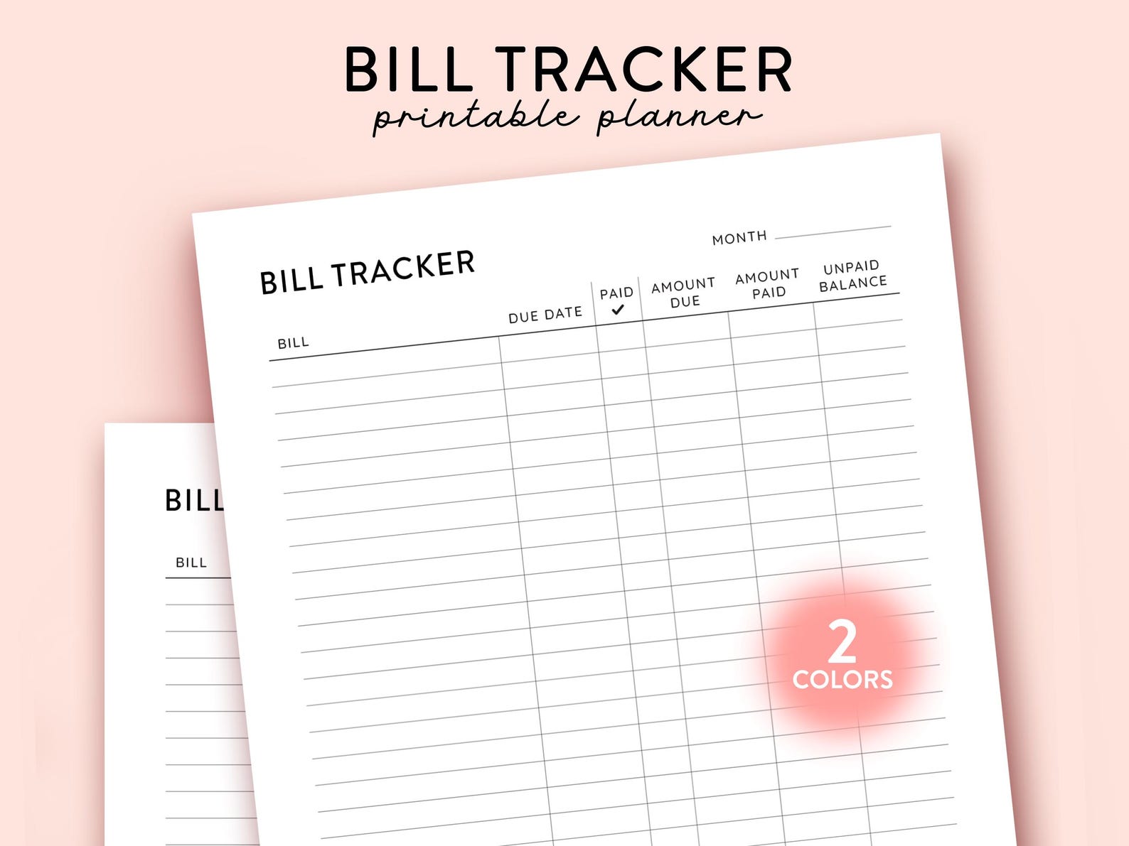 Monthly Bill Payment Tracker Printable, Financial Planner Printable ...