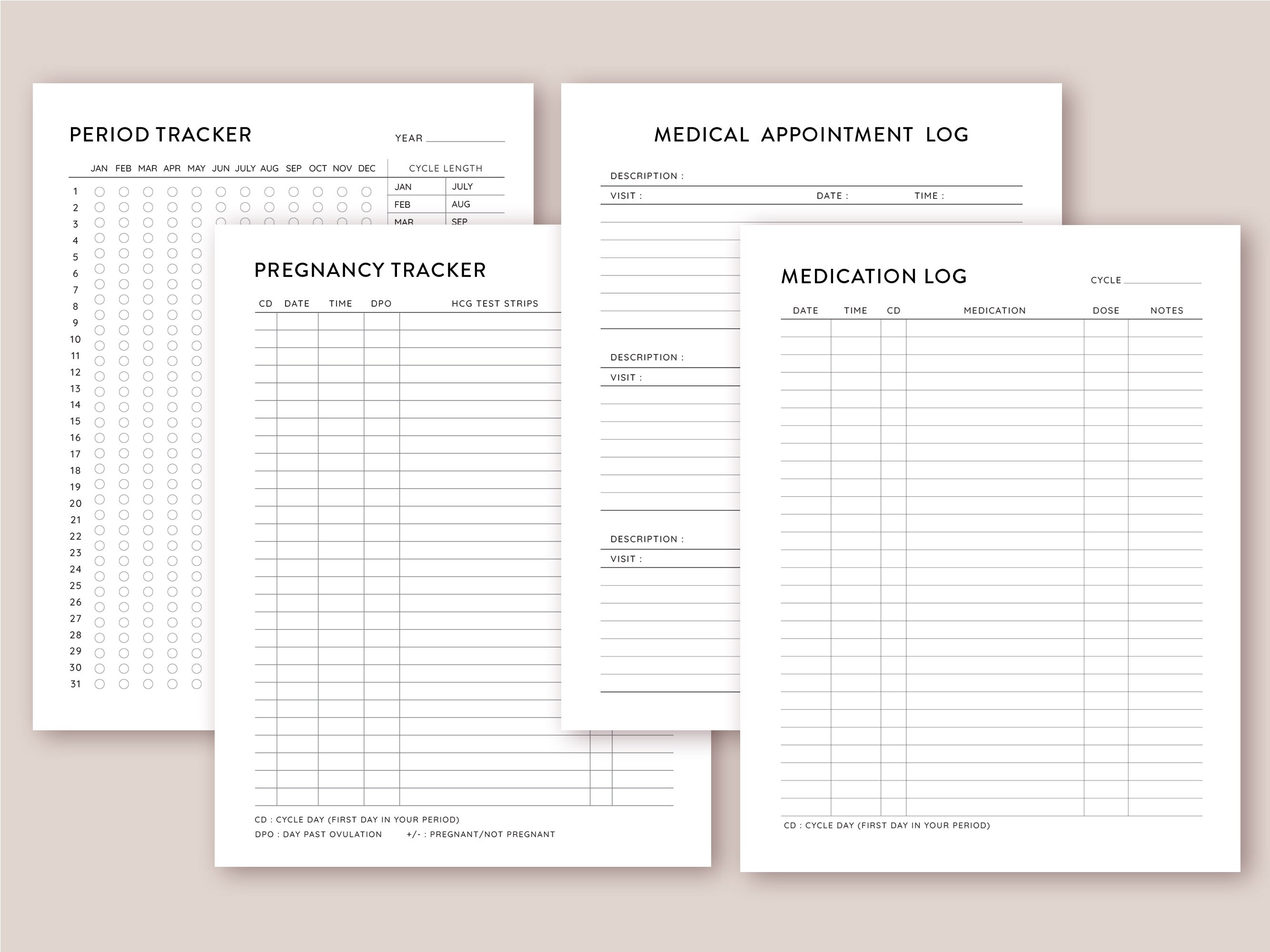 Fertility Journal Ovulation Tracker Printable, BBT Chart, Pregnancy ...