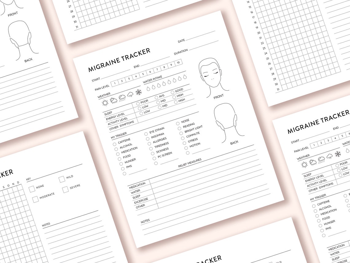 Migraine Tracker Printable, Headache Tracker Template, Migraine Track ...