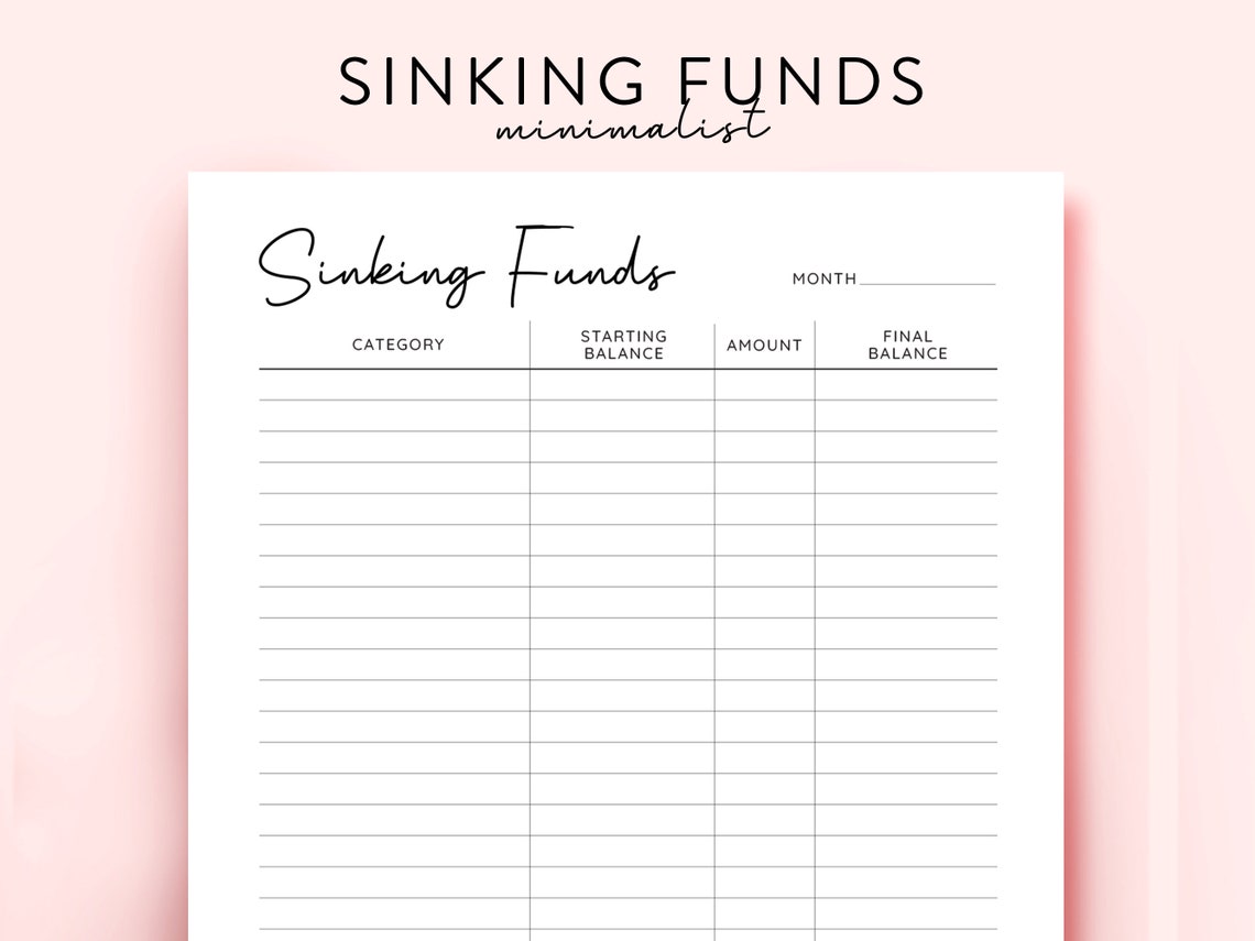 Sinking Funds Tracker Printable Sinking Funds Tracker Sheet, Sink Funds ...