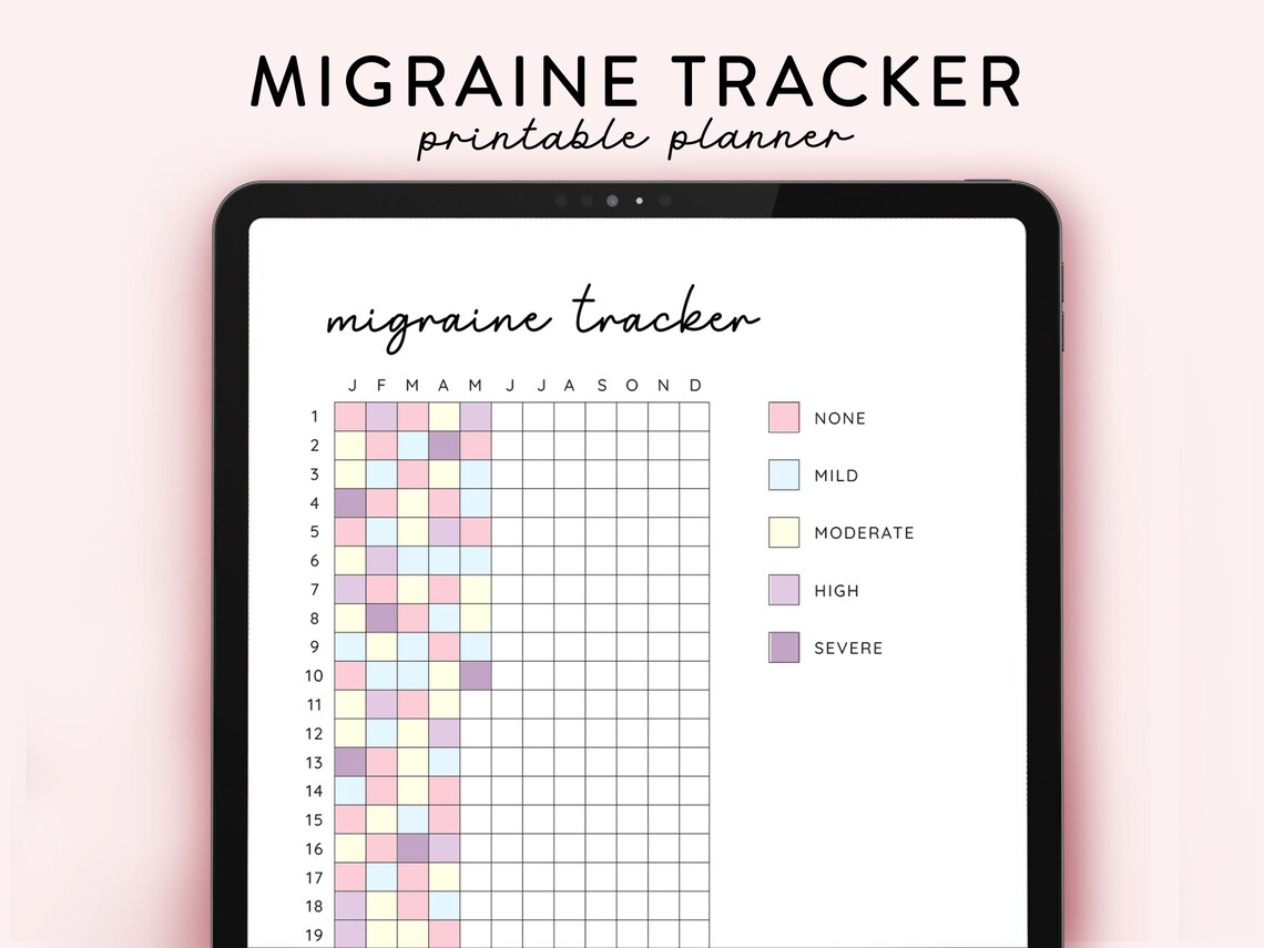 Migraine Tracker Printable, Headache Template, Migraine Track Headache ...
