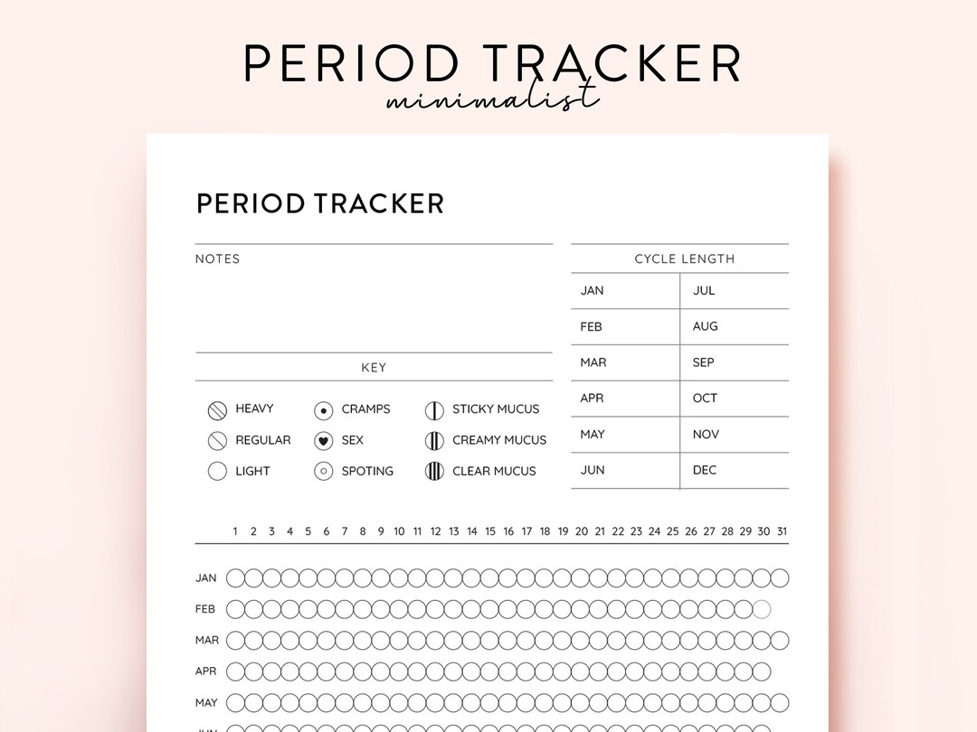 Minimal Period Tracker Digital Women Period Planner Menstrual - Etsy