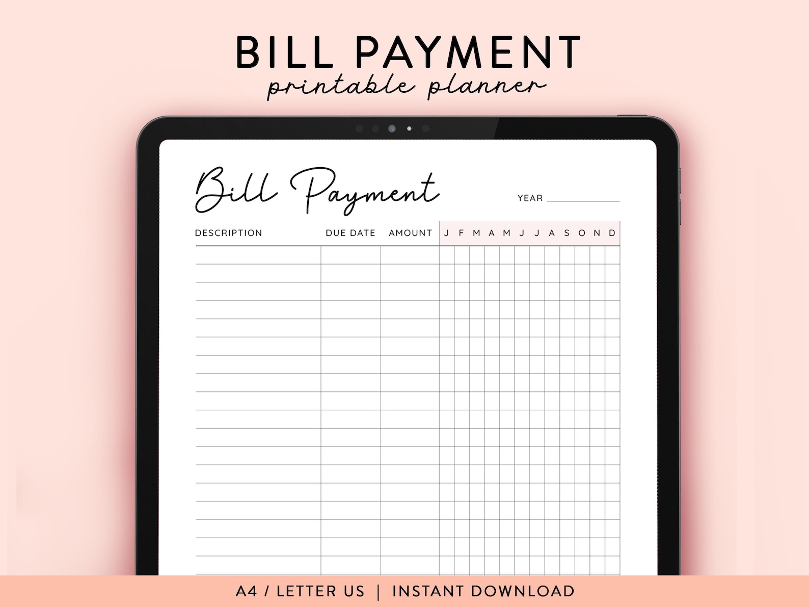 Monthly Bill Payment Tracker Printable, Financial Planner Printable ...