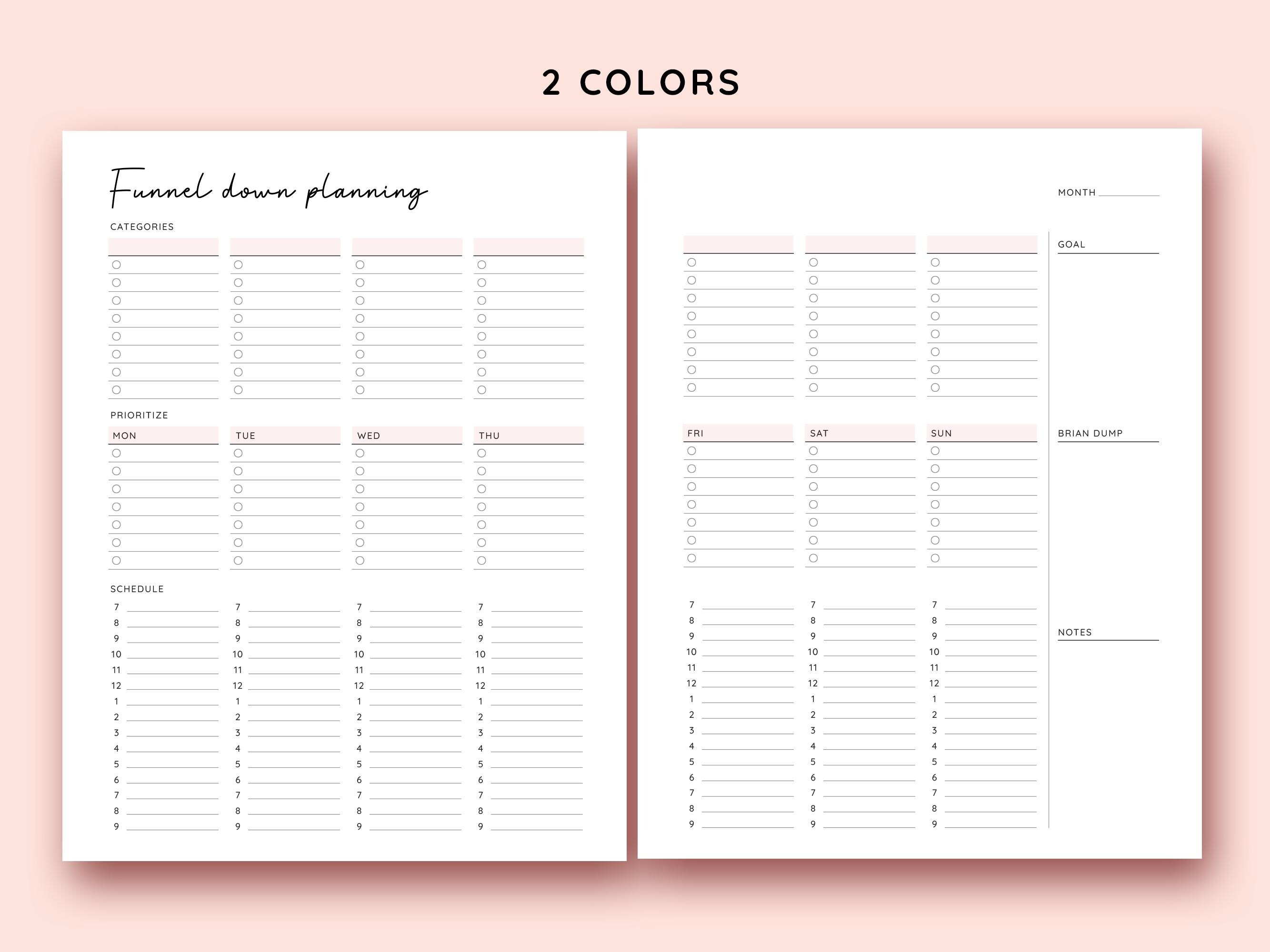 1-2-3 Funnel Down Planning System Printable, ADHD Planner, Executive ...