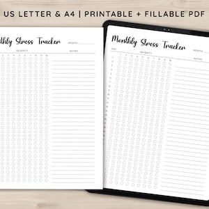 Minimalist Stress Tracker Printable, Daily Stress Level Stress Log ...
