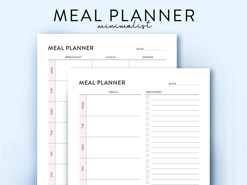 Weekly Meal Planner and Grocery List Template Digital Weekly Meal ...