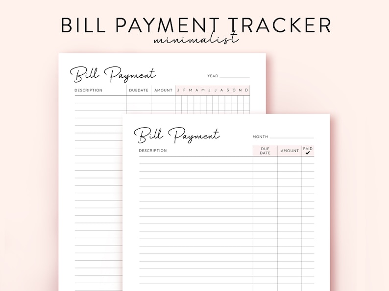 Monthly Bill Payment Tracker Printable, Yearly Bill Tracker Printable ...