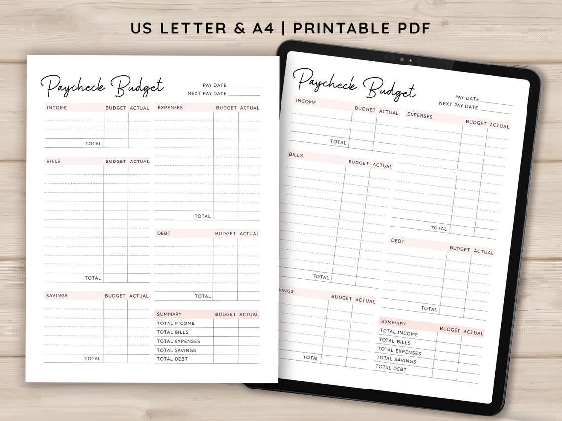 Printable Paycheck Budget Planner, Weekly Budget Planner Printable ...