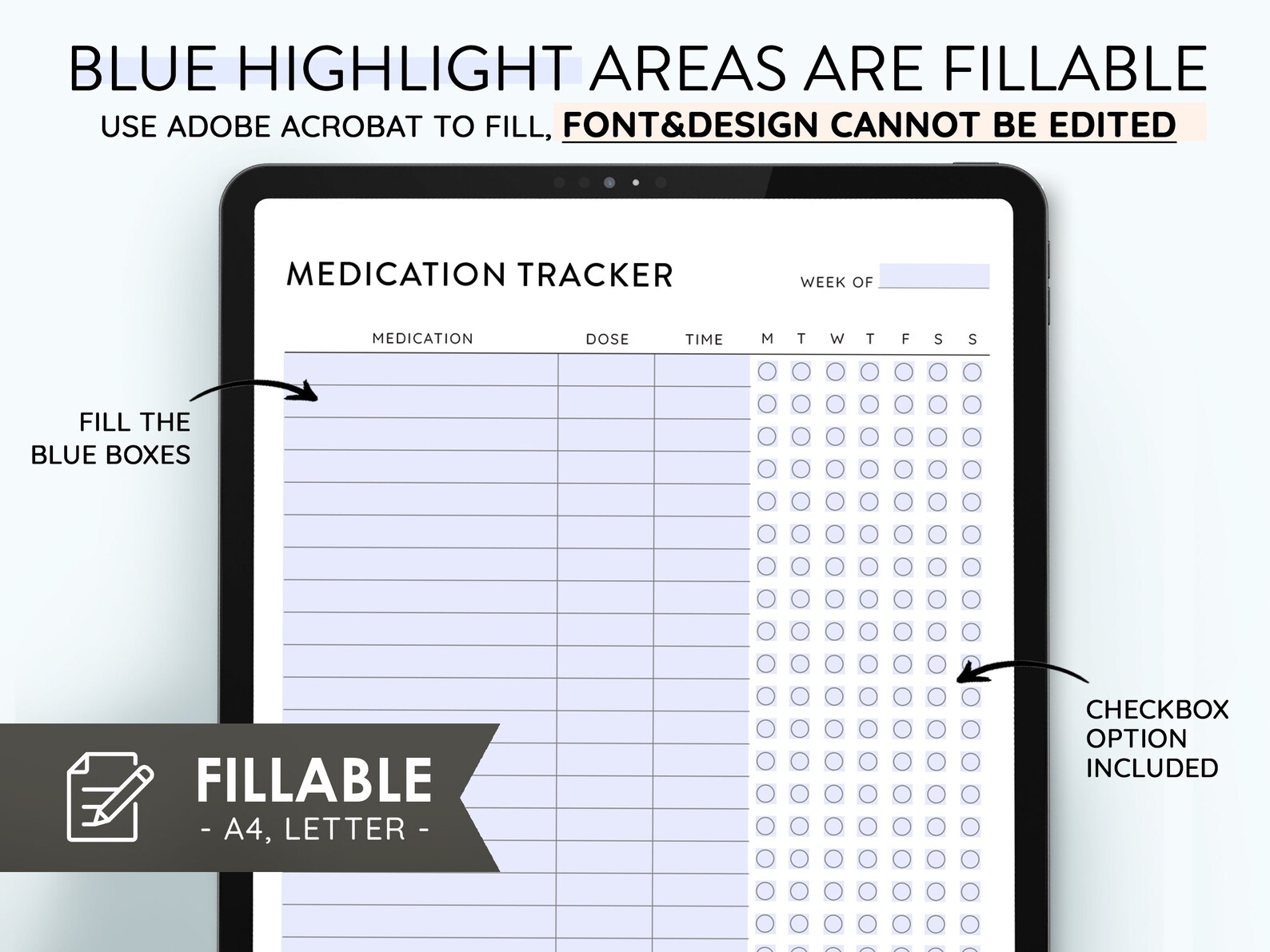 EDITABLE Medication Chart Printable Medication Log Medication Tracker ...