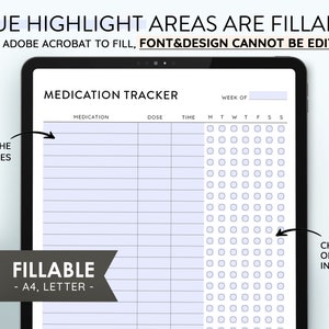 EDITABLE Medication Chart Printable Medication Log Medication Tracker ...