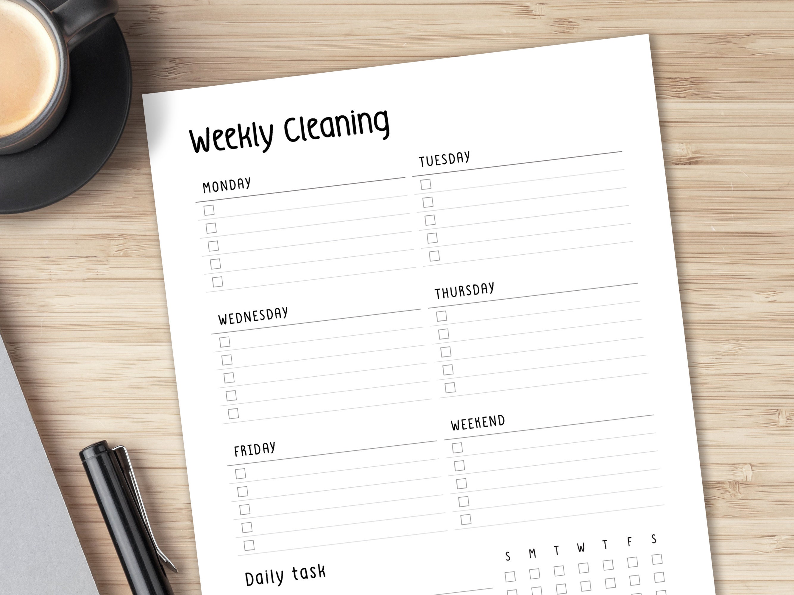 Minimalist Weekly Cleaning Checklist Printable Cleaning to Do List ...