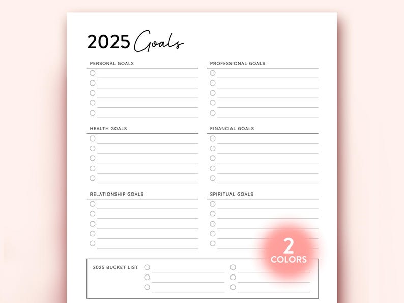2025 Goal Settings Worksheet, 2025 Goals Template, Goals Printable ...