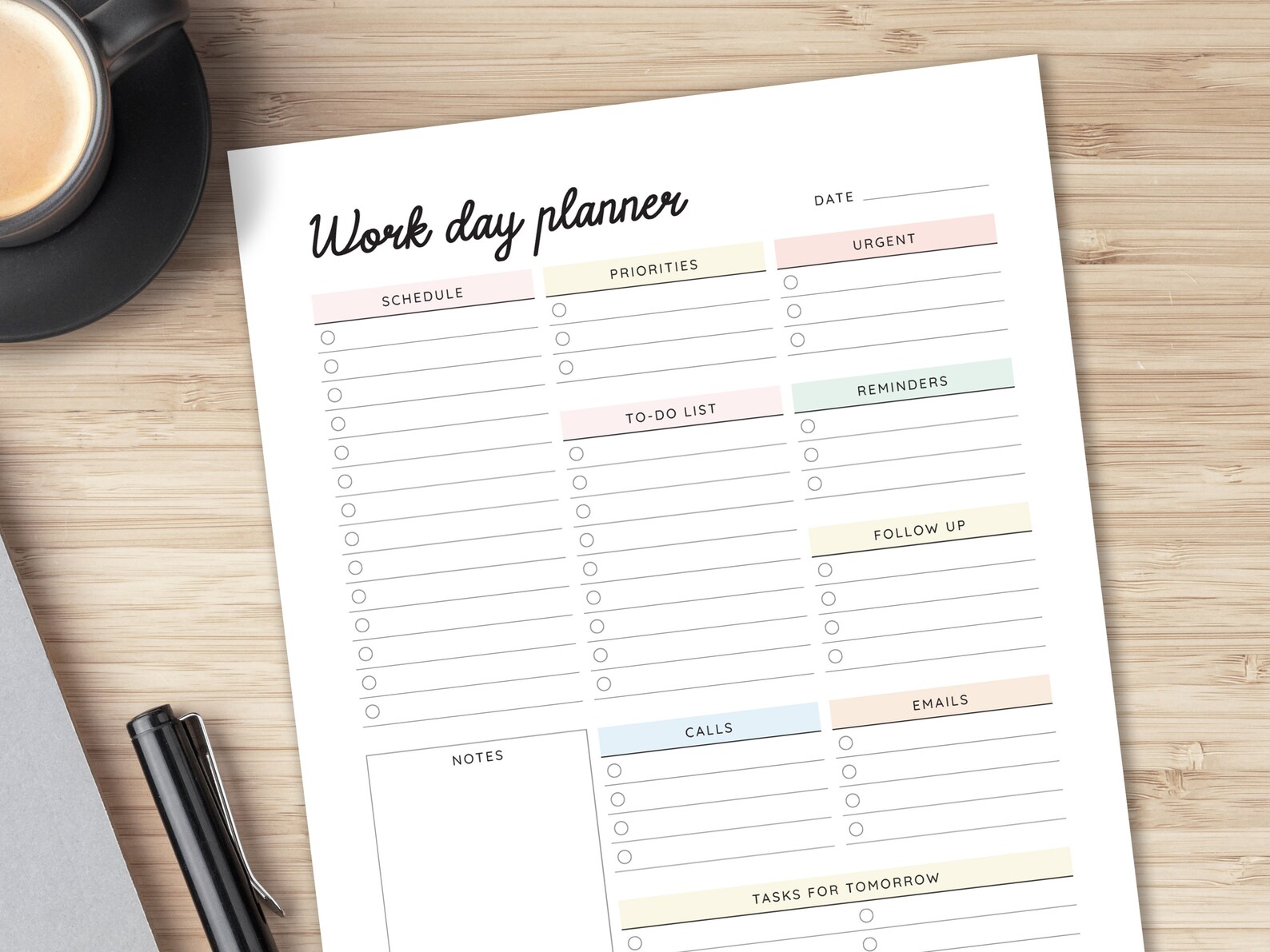 Work Day Planner Printable Work Planner Template, Work Day Organizer ...