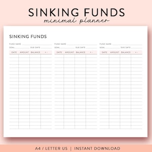 Sinking Funds Tracker Printable Landscape Sinking Funds Tracker Sheet ...